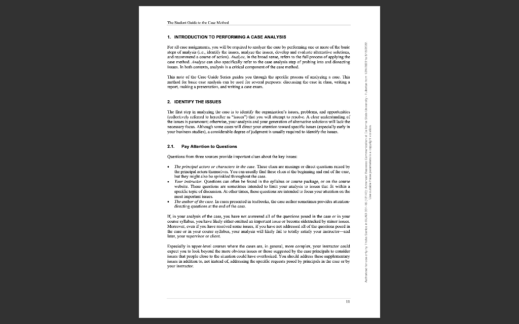 Solved 1. In Note 2: Performing a Case Analysis (pages | Chegg.com