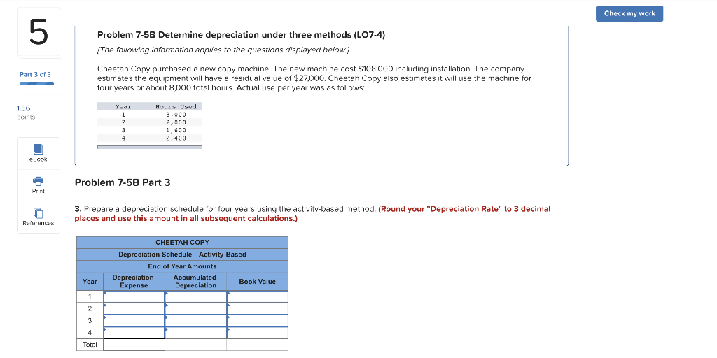 Solved Check my work Problem 7-5B Determine depreciation | Chegg.com