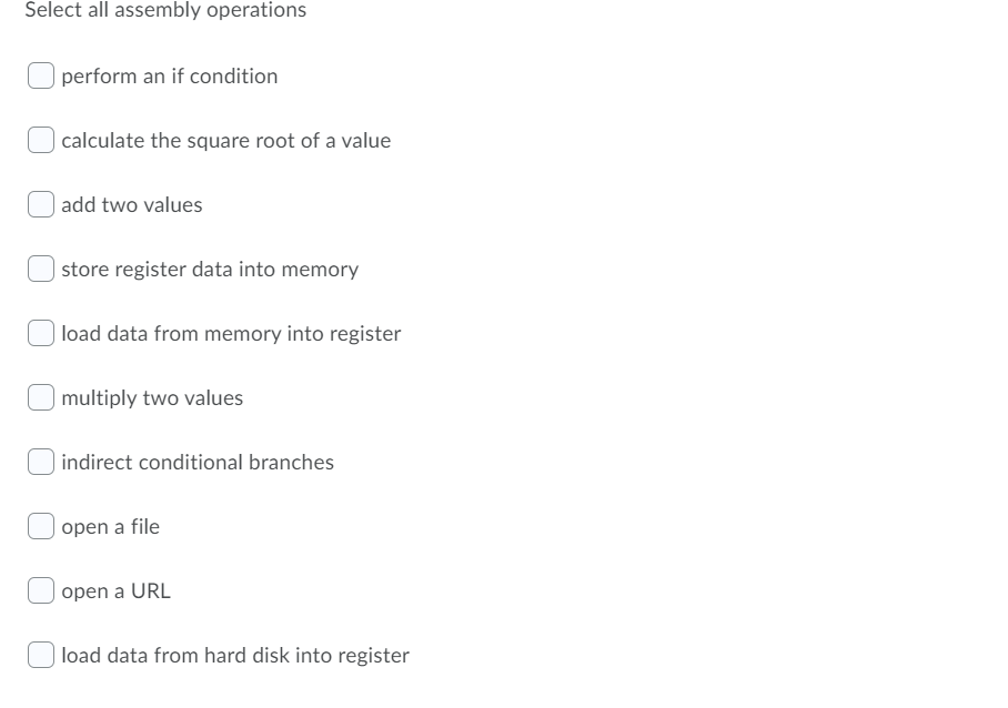 Solved Select all assembly operations perform an if | Chegg.com