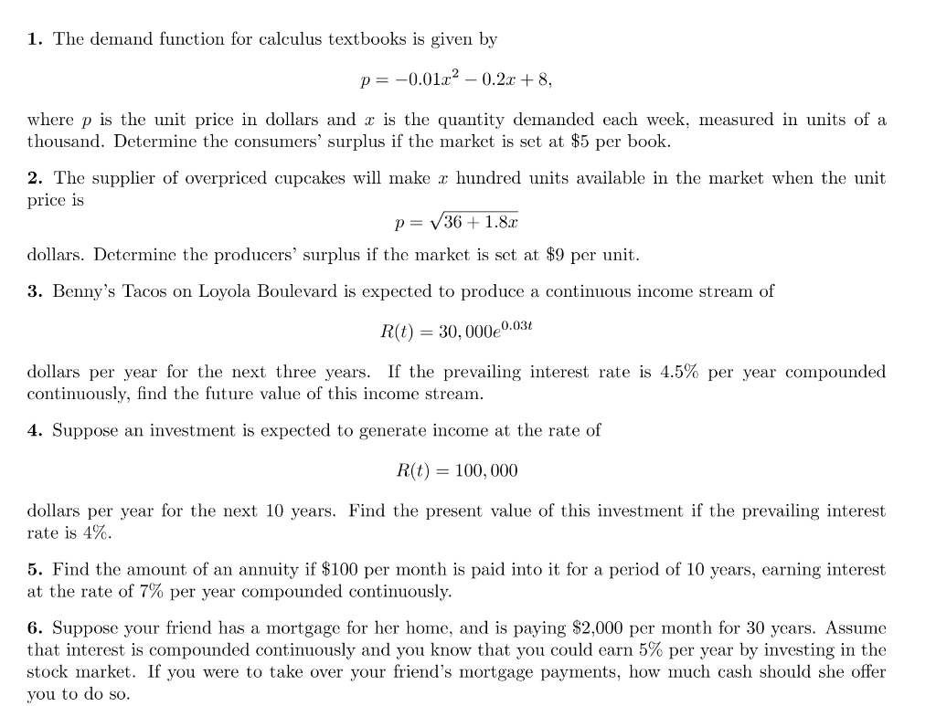Solved 1. The demand function for calculus textbooks is | Chegg.com