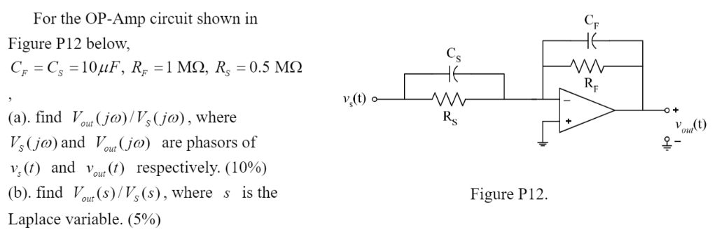 Solved For the OP-Amp circuit shown in Figure P12 below, RF | Chegg.com