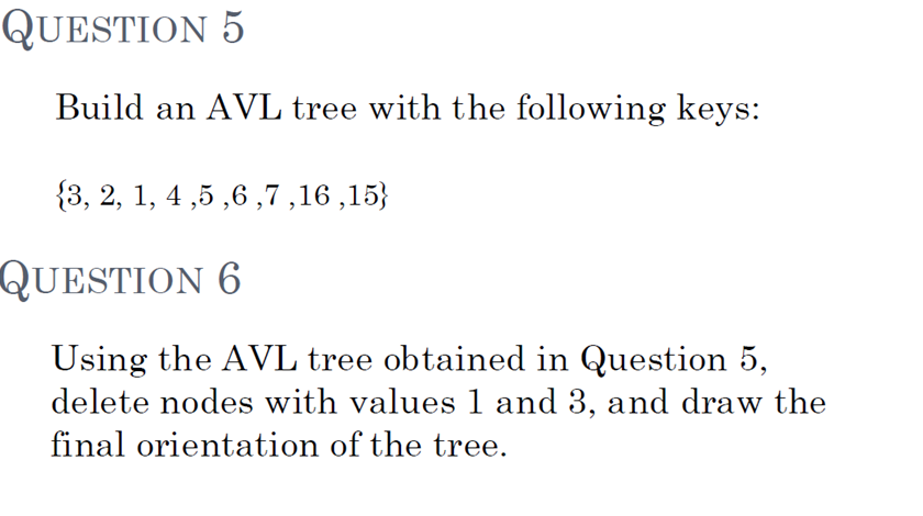Question 5Build an AVL tree with the following | Chegg.com