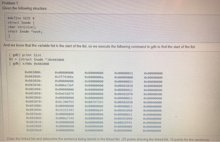 Solved Problem 1 Given the following structure: #define SIZE | Chegg.com