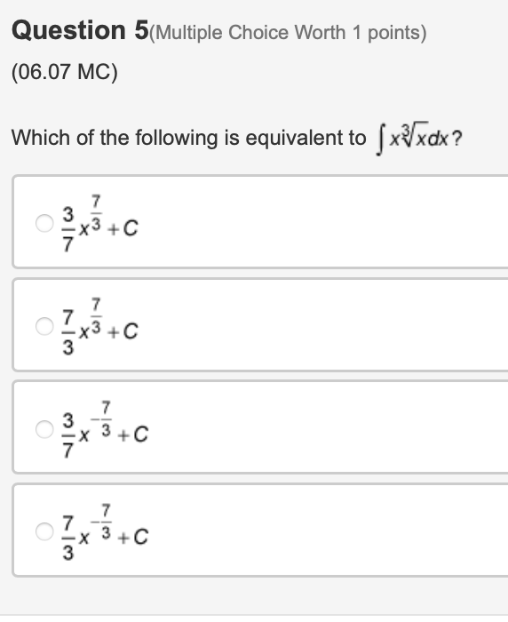 Solved Question 1(Multiple Choice Worth 1 ﻿points)(06.07 | Chegg.com