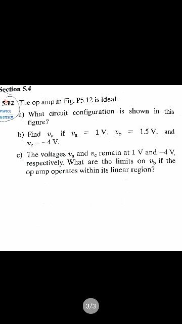 Solved ection 5.4 5.12 The op amp in Fig. P5.12 is ideal. | Chegg.com