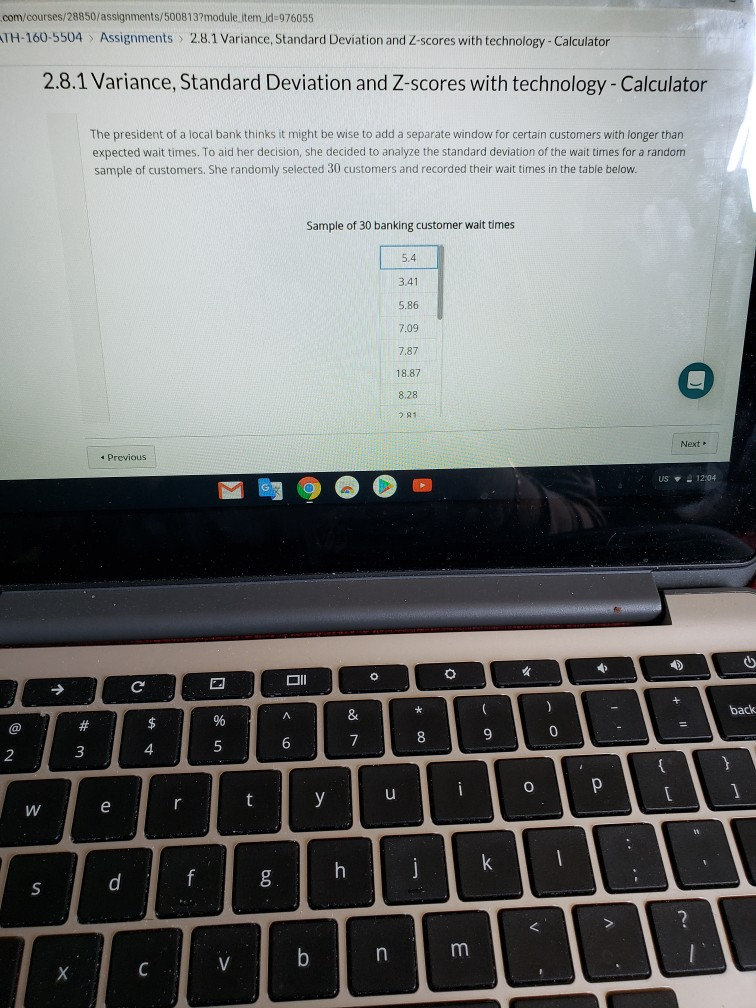 Solved 2.8.1 Variance, Standard Deviation and Z-scores with | Chegg.com