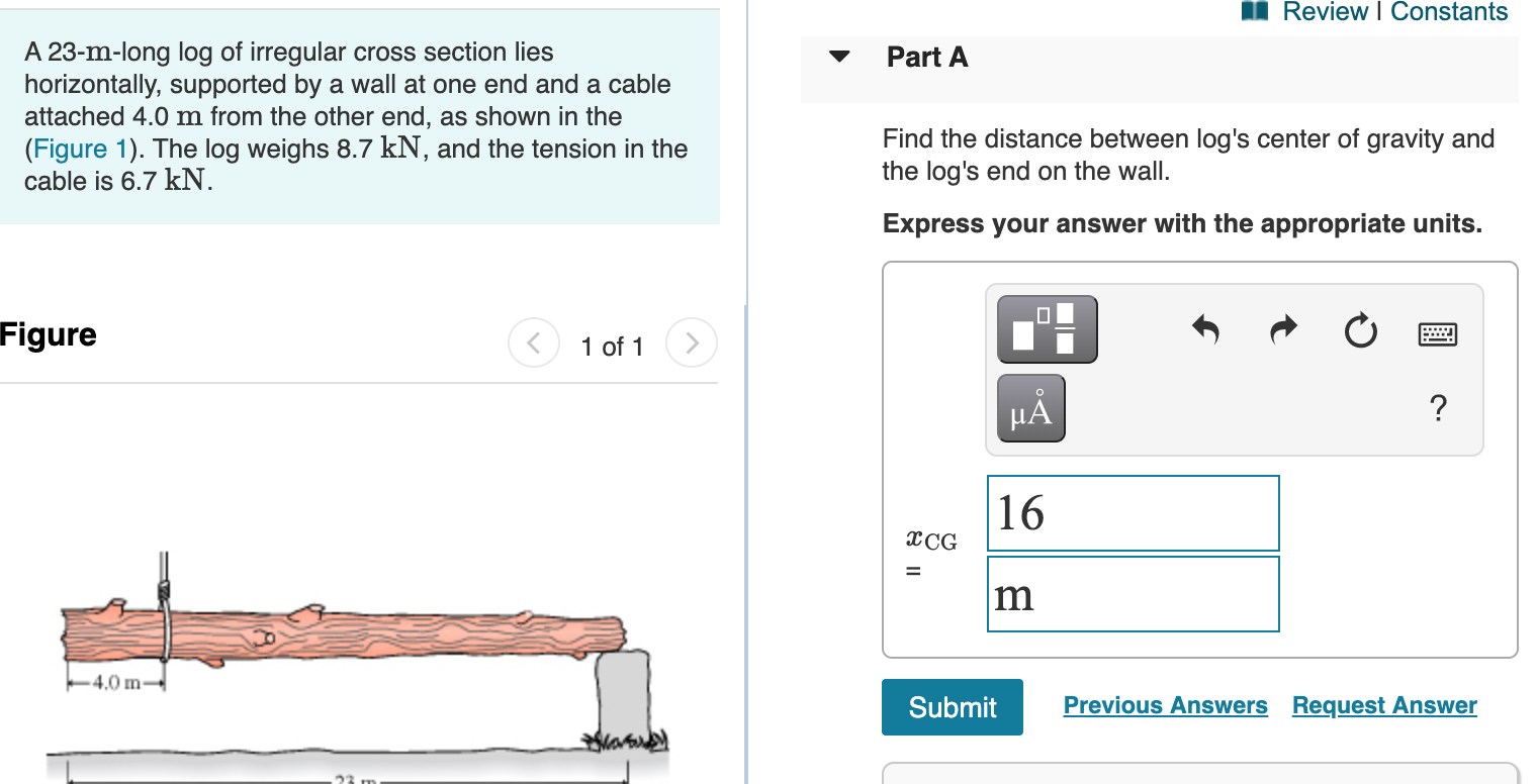 Solved II Review | Constants Part A A 23-m-long log of | Chegg.com