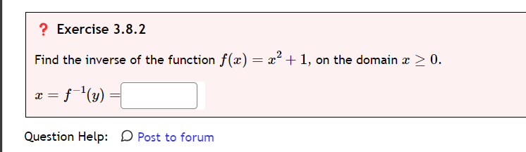 Solved Find the inverse of the function f(x)=x2+1, on the | Chegg.com