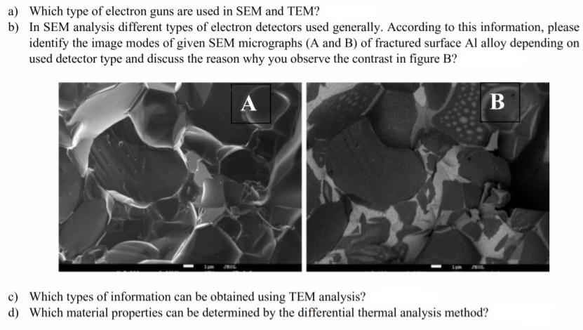 Solved a) Which type of electron guns are used in SEM and | Chegg.com