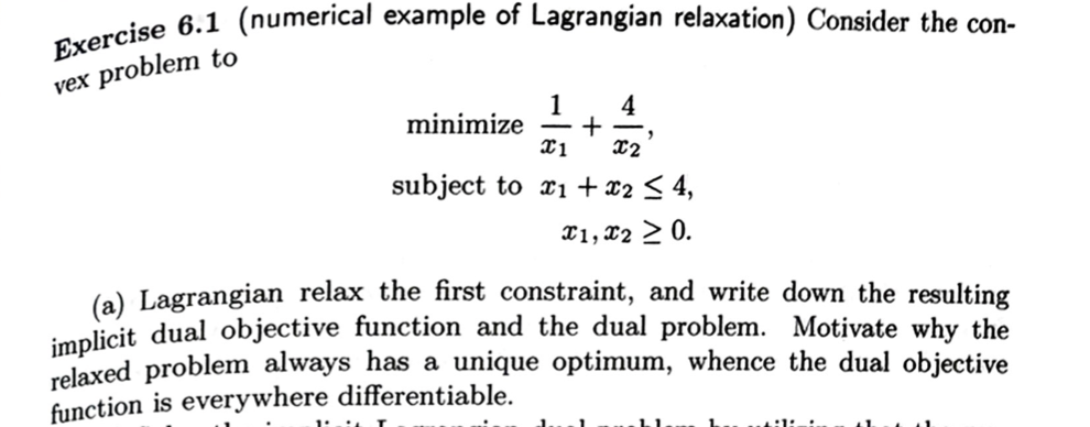 Solved Exercise 6.1 (numerical example of Lagrangian | Chegg.com