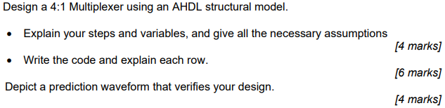 Solved Design a 4:1 Multiplexer using an AHDL structural | Chegg.com