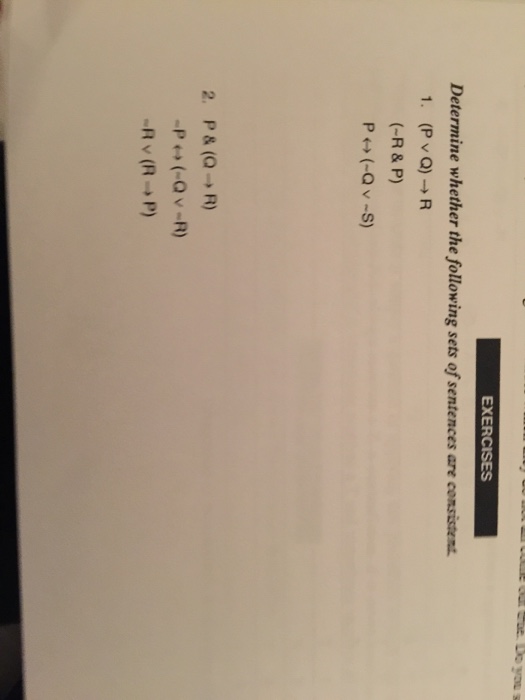 Solved Determine whether the following sets of sentences are | Chegg.com