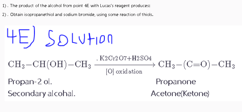 Solved 4E) ﻿SOLUtiOnPropan-2 ﻿ol.Secondary | Chegg.com