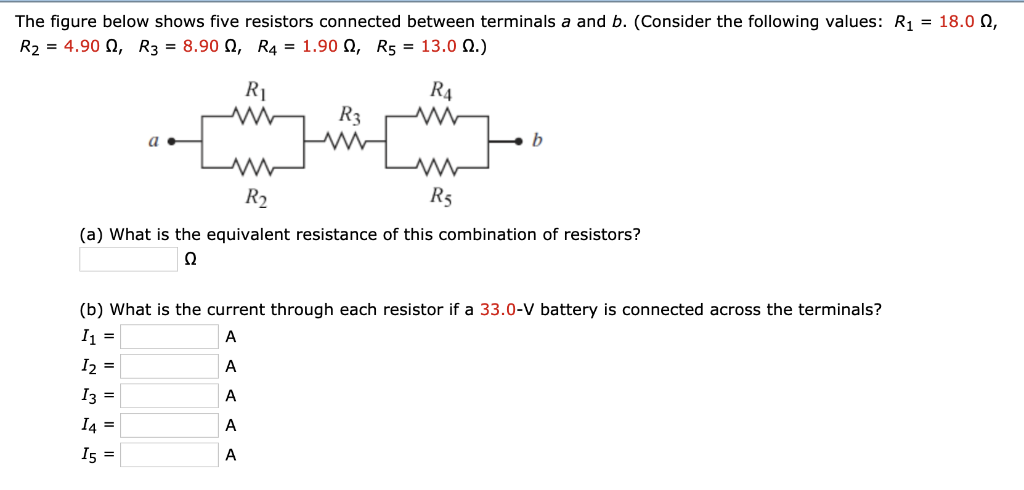 Solved The figure below shows five resistors connected | Chegg.com