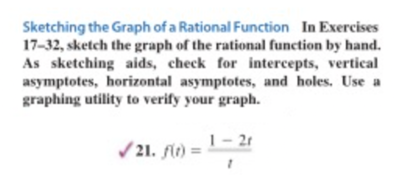 Solved Sketching the Graph of a Rational Function in | Chegg.com
