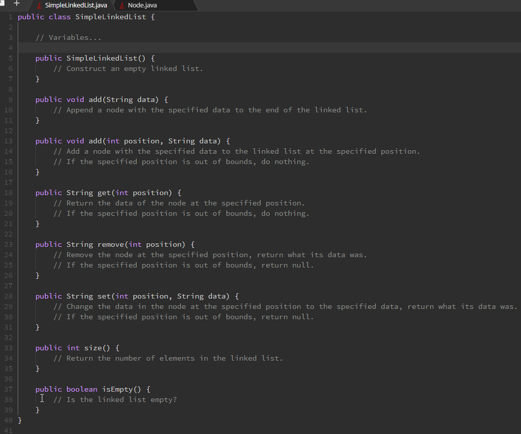 Solved A (Simple) Linked List A The final due date for all | Chegg.com