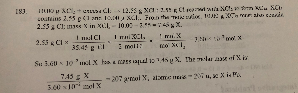 Solved 183. An element X forms both a dichloride (XC2) and a | Chegg.com
