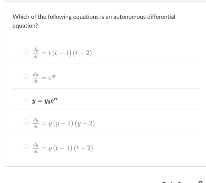 Solved Which of the following equations is an autonomous | Chegg.com