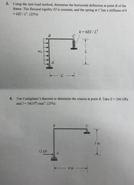 Solved 3.Using the unit-load method, determine the | Chegg.com