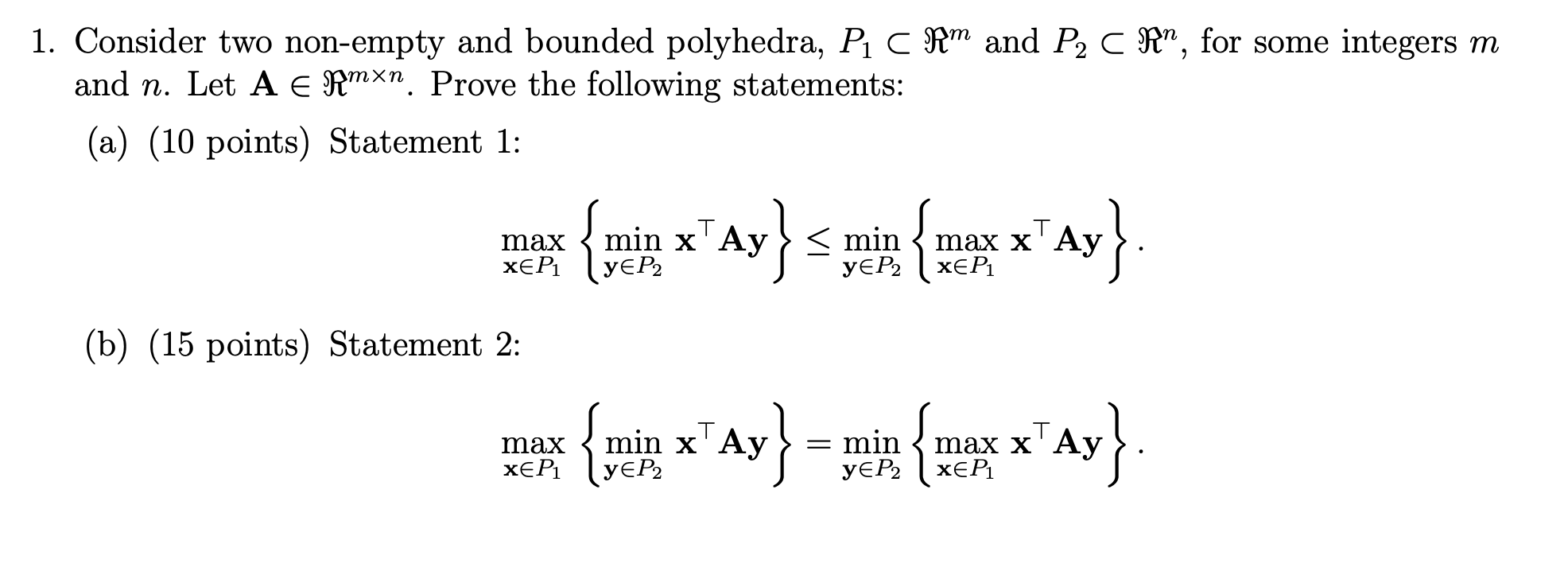 1. Consider two non-empty and bounded polyhedra, P1 | Chegg.com