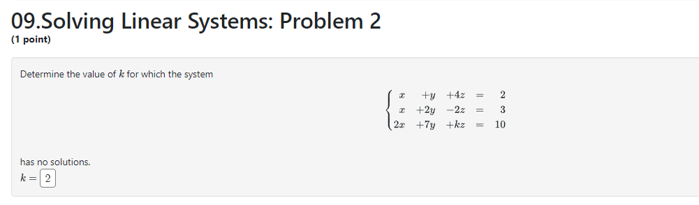 Solved 09solving Linear Systems Problem 2 1 Point 