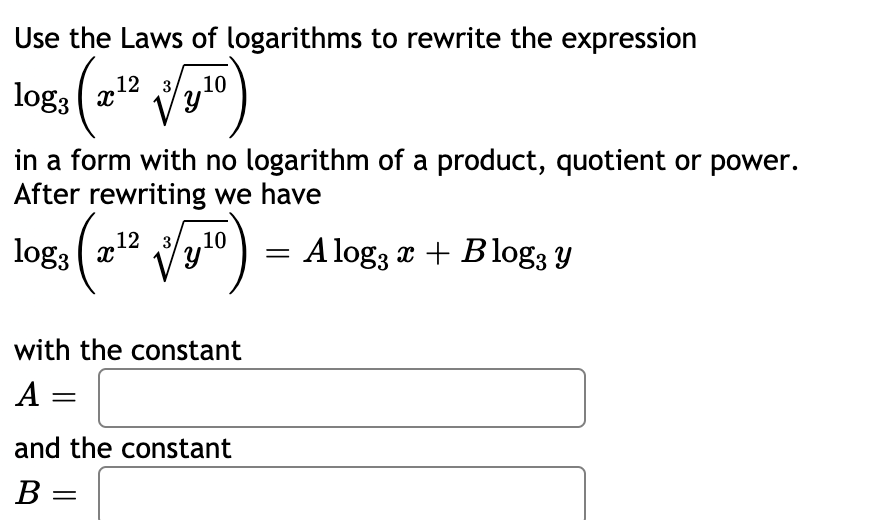 Solved Use the Laws of logarithms to rewrite the expression | Chegg.com
