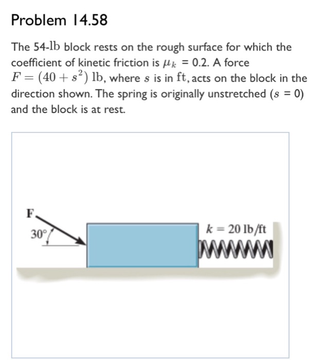 Solved Problem I4.58 The 54-lb block rests on the rough | Chegg.com