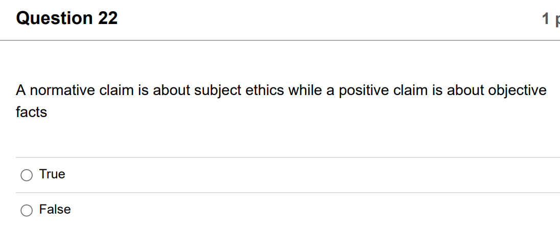 Solved Question 22 10 A normative claim is about subject | Chegg.com