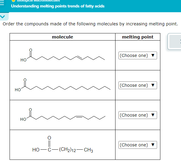 Solved Order the compounds made of the following molecules | Chegg.com