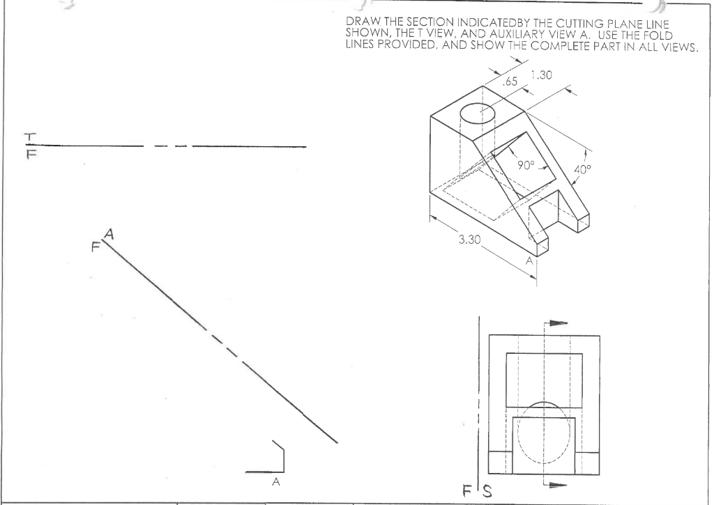 Solved Draw the section indicated by the cutting plane line | Chegg.com