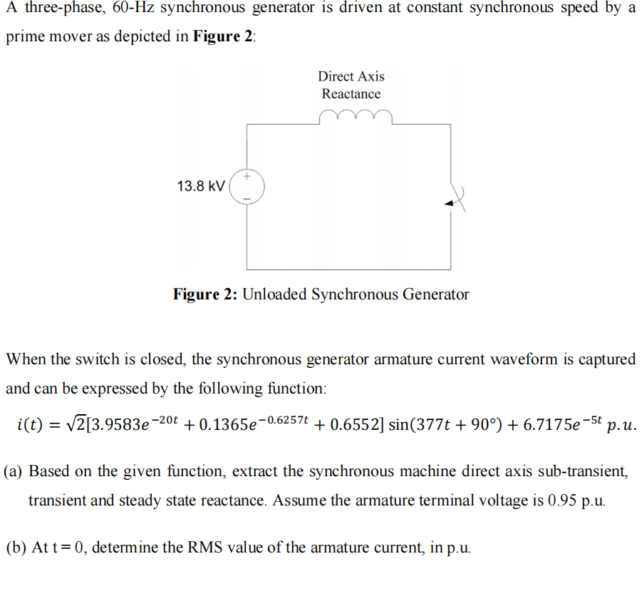 Solved A three-phase, 60-Hz synchronous generator is driven | Chegg.com