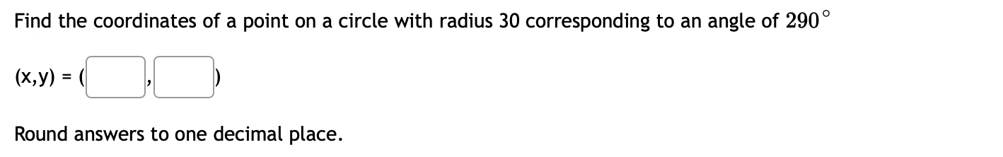Solved Find the coordinates of a point on a circle with | Chegg.com