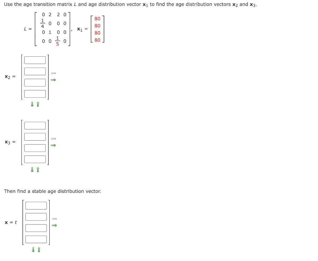 Solved Use the age transition matrix L and age distribution | Chegg.com