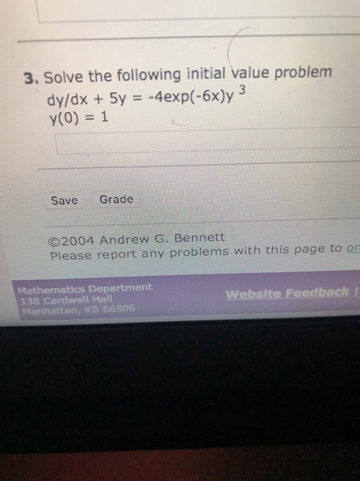 Solved 3. Solve the following initial value problem dy/dx 5y | Chegg.com