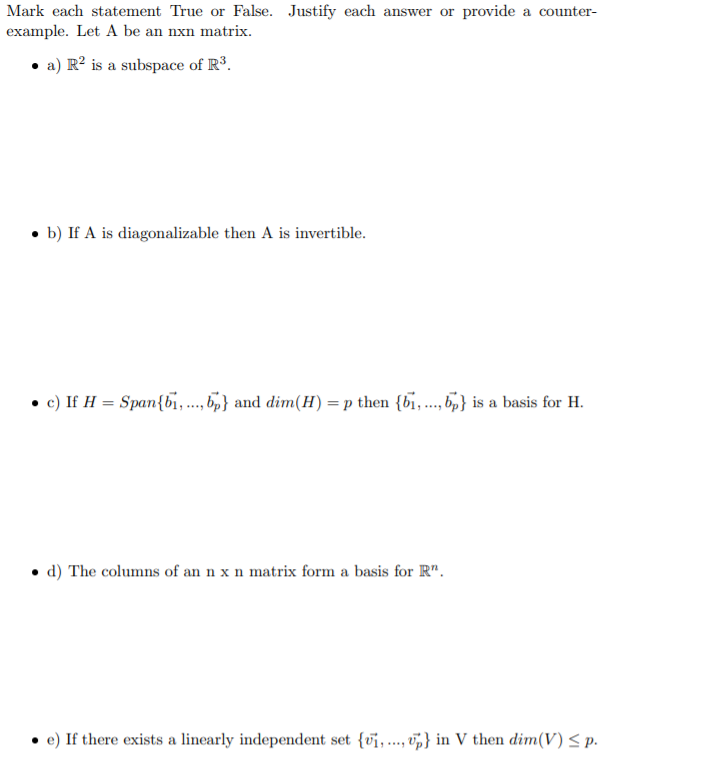 Solved Mark each statement True or False. Justify each | Chegg.com