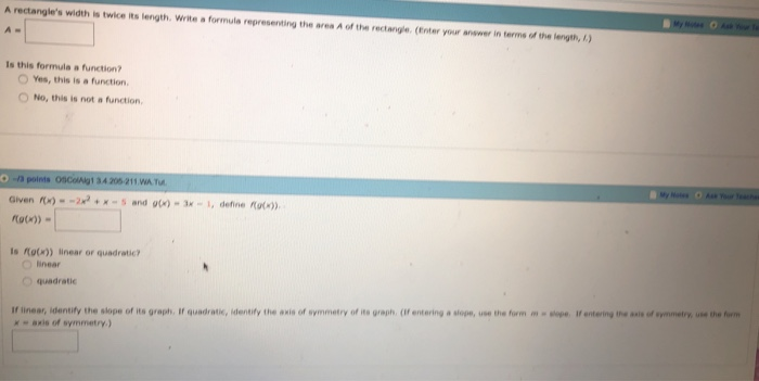 Solved A rectangle's width is twice its length. Write a | Chegg.com