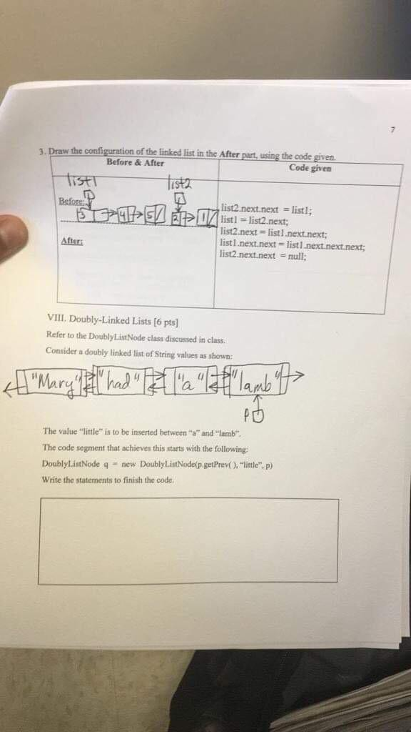 Solved VIL. ListNode Before & After [4 pts. each) Write code | Chegg.com