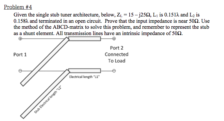 Solved Problem #4 Given the single stub tuner architecture, | Chegg.com