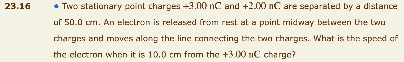 Solved - Two stationary point charges +3.00nC and +2.00nC | Chegg.com