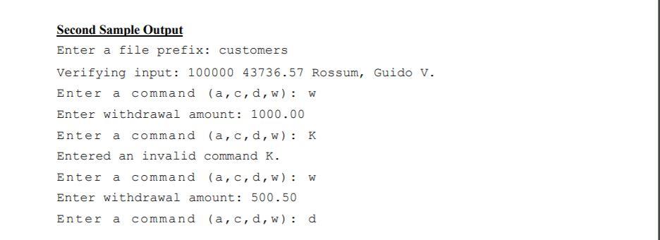 Solved Project Objectives • Use file processing and | Chegg.com