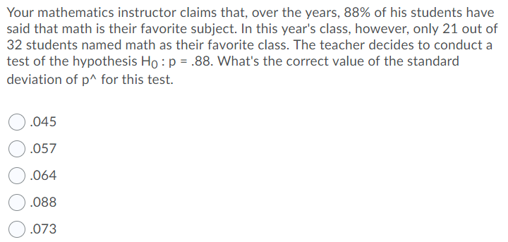 Solved Your mathematics instructor claims that, over the | Chegg.com