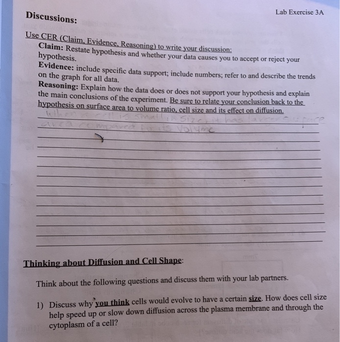 Solved Lab Exercise 3A Discussions: Use CER (Claim. | Chegg.com