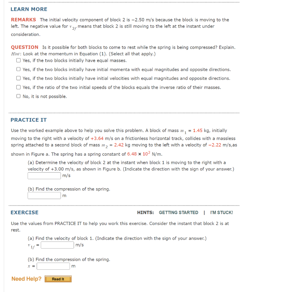 Solved GOAL Solve an elastic collision involving spring | Chegg.com