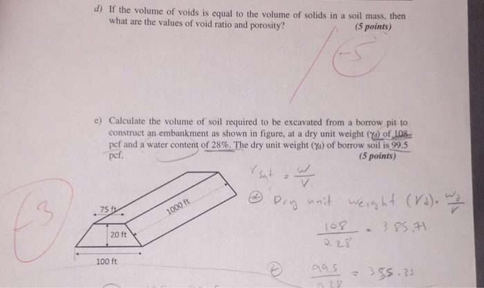 Solved d) If the volume of voids is equal to the volume of | Chegg.com