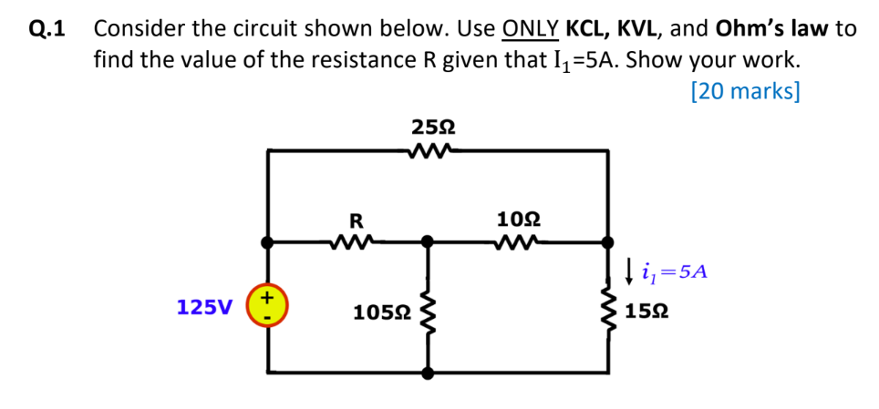 Solved Q.1 Consider the circuit shown below. Use ONLY KCL, | Chegg.com