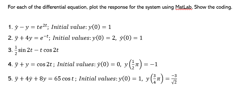Solved For each of the differential equation, plot the | Chegg.com
