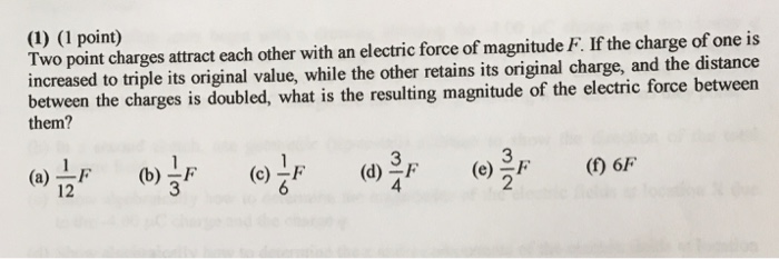 Solved (1) (1 point) Two point charges attract each other | Chegg.com