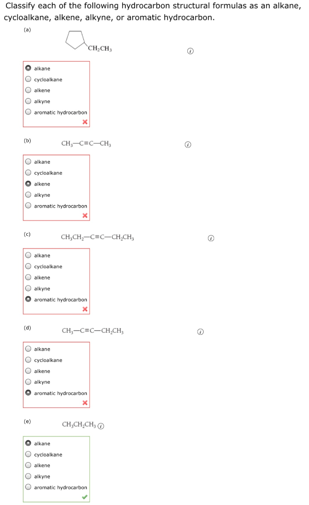Solved Classify each of the following hydrocarbon structural | Chegg.com