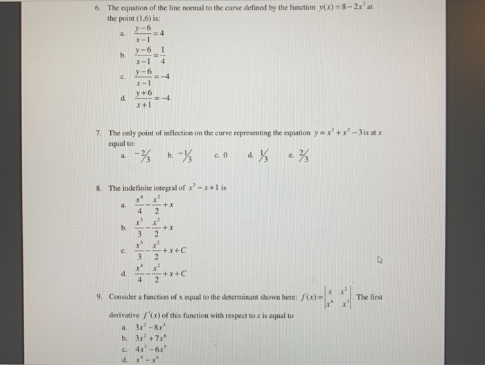 Solved 6. The equation of the line normal to the curve | Chegg.com