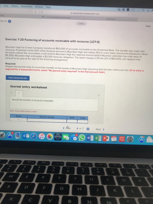 Solved Exercise 7-20 Factoring of accounts receivable with | Chegg.com